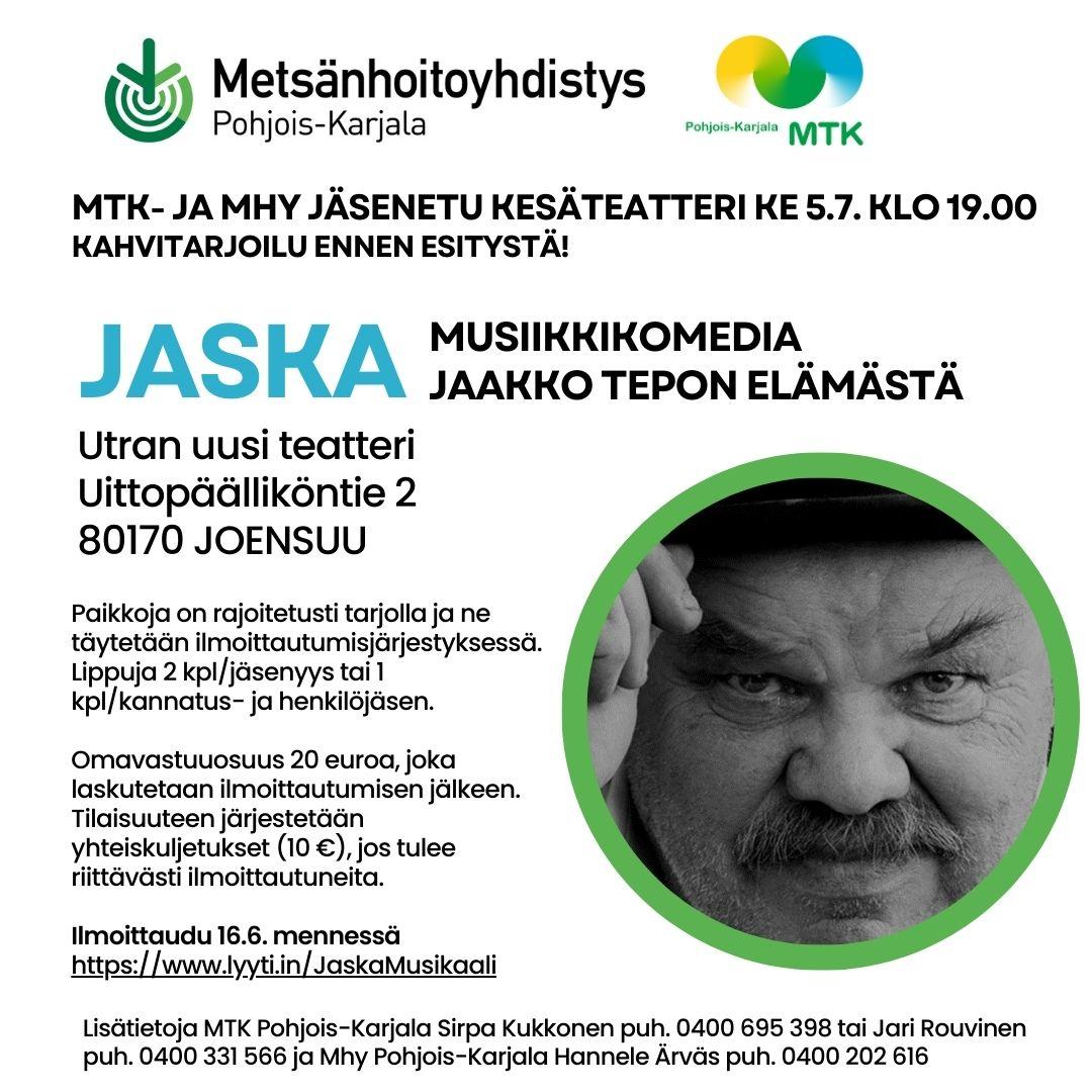 Jaska musiikkikomedia Jaakko Tepon elämästä 5.7. klo 19 Utran ...